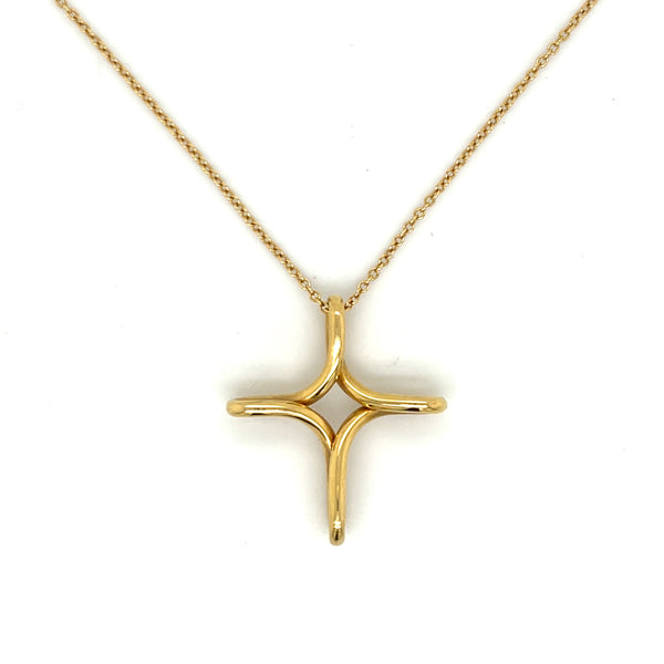 18K Yellow Gold Tiffany Infinity Cross Necklace - Henry's Fine Jewelry